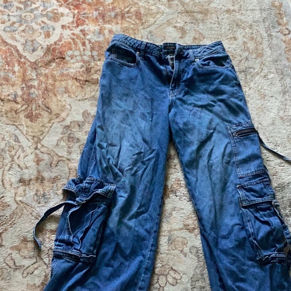 Target | Pants & Jumpsuits | Target Blue Wide Leg Cargo Pants | Poshmark